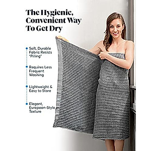 SUTERA Silverthread Bath Towel | Antimicrobial Towel with Silver Ion Technology | Waffle Weave Design, Plush, Lightweight, and Quick-Drying for Everyday or Spa Use | 31" x 57" (Grey)