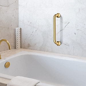Esnbia 15“ Grab Bar Handle for Bathroom Toilet Bathtubs and Showers, Brushed Gold