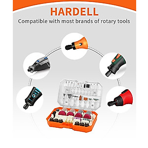 HARDELL Rotary Tool Accessories, 227pcs Power Rotary Tool Accessories Kit, 1/8"(3.2mm) Diameter Shanks, Universal Fitment for Easy Cutting, Polishing, Sanding, Carving, Grinding(Orange)