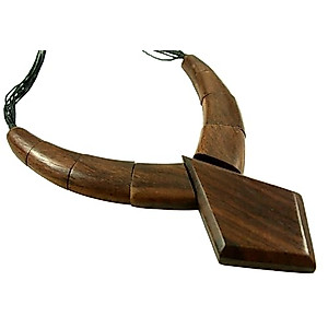 Swimmi Natural Wood Necklace, Large Boho Tribal Wooden Necklace for Women Men, adjustable 18-30 inch Waxed Cord Handcrafted Sono Wood Necklace GA082