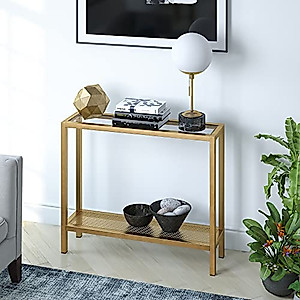 Henn&Hart 36" Wide Rectangular Console Table in Brass, Entryway Table, Accent Table for Living Room, Hallway