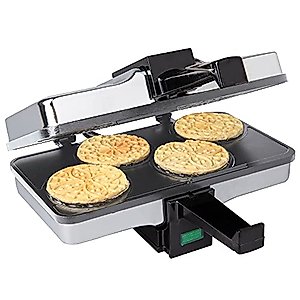 CucinaPro Piccolo Pizzelle Baker - Electric Press Makes 4 Mini Cookies at Once, Grey Nonstick Interior For Fast Cleanup, Must Have Gift or Treat for Parties, Unique Dessert or Summer Baking Gift