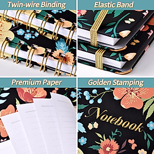 Shoparr Spiral Notebook – Spiral Journal for Women with Premium Thick Paper, 6" x 8.3", Hardcover Ruled Journal/Notebook with Back Pocket + Banded - Floral