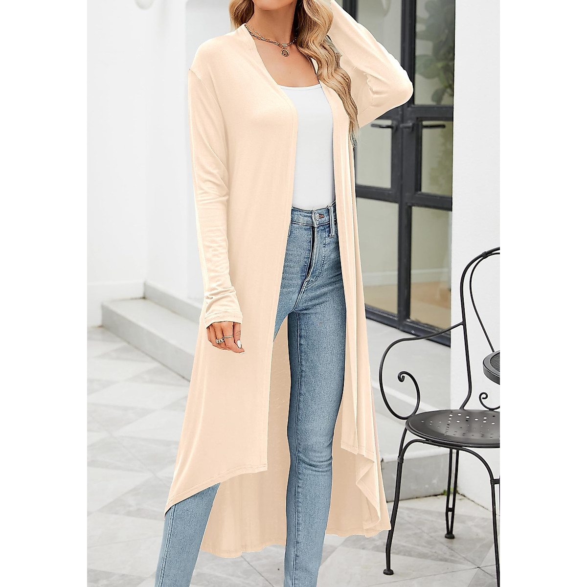 POGTMM Knit Cardigans for Women Lightweight Cover-up Long Sleeve Cardigan Sweaters (Beige, S)