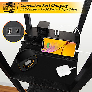 SHINE HAI 3-in-1 Shelf Floor Lamp with 2 USB Ports and 1 Power Outlet, 3-Tiered LED Shelf Floor Lamp, Shelf & Storage & LED Floor Lamp Combination, Modern Standing Light for Living Room, Bedroom