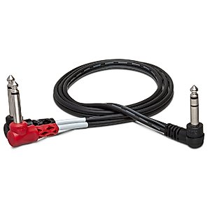 Hosa STP-201RR Right Angle 1/4" TRS to Dual Right Angle 1/4" TS Insert Cable, 1 Meter Black