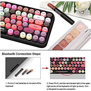 FELICON Multi-Device Wireless Bluetooth Keyboard,Mini 84-Key Retro Round Keycaps Wireless Bluetooth Keyboard, Ergonomic Design Compatible with PC, Computer, Laptop