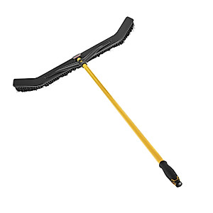 Rubbermaid Commercial Products Maximizer 36" Push to Center Push Broom, Polypropylene Fill, Black, Angled Sides, Medium Bristles for Indoor/Outdoor Multi-Surface Use