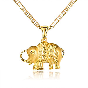 Barzel 18K Gold Plated Elephant Necklace with Flat Marina Chain – Made in Brazil (24.00)