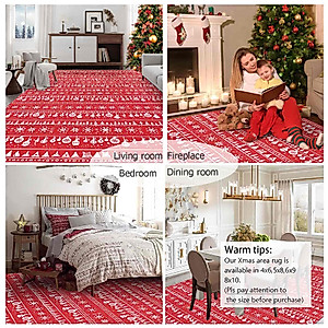famibay Christmas Area Rug, 8x10 Area Rugs Washable Christmas Rugs for Living Room Large Room Rugs for Under Table, Winter Christmas Carpet Area Rugs for Living Room Bedroom