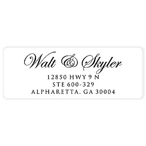 PrettySweetParty Clear Address Labels - Frosted Clear Transparent Custom Printed Personalized Return Address Labels for Envelopes (Edwardian Script)