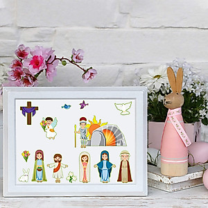 WATINC 40 Sheet Make a He Lives Scene Stickers for Easter Party Supplies, Easter Jesus Resurrection Stickers Birthday Party Game, Easter Religious Education Party Classroom Activity Gifts