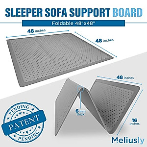 Meliusly® Sleeper Sofa Support Board (48x48'' - Full Size) Sleeper Sofa Support for Sofa Bed - Sleep Sofa Bar Shield for Sofa Bed or Pullout Couch - Sofa Bed Mattress, Cushion and Bar Support Slats