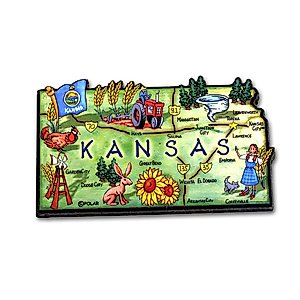 Kansas Artwood State Magnet Collectible Souvenir by Classic Magnets