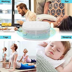 Portable White Noise Machine with 20 Natural Soothing Sounds|Memory Function|Adjustable Volume|AC or USB Rechargeable|3 Timer Sleep Sound Machine for Baby Kids Adults, Home, Travel, Office (White)