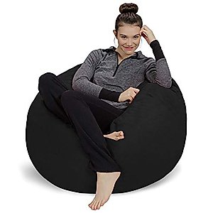 Sofa Sack - Plush, Ultra Soft Bean Bag Chair with Microsuede Cover - Stuffed Memory Foam Filled Furniture and Accessories for Dorm Room - Black 3'