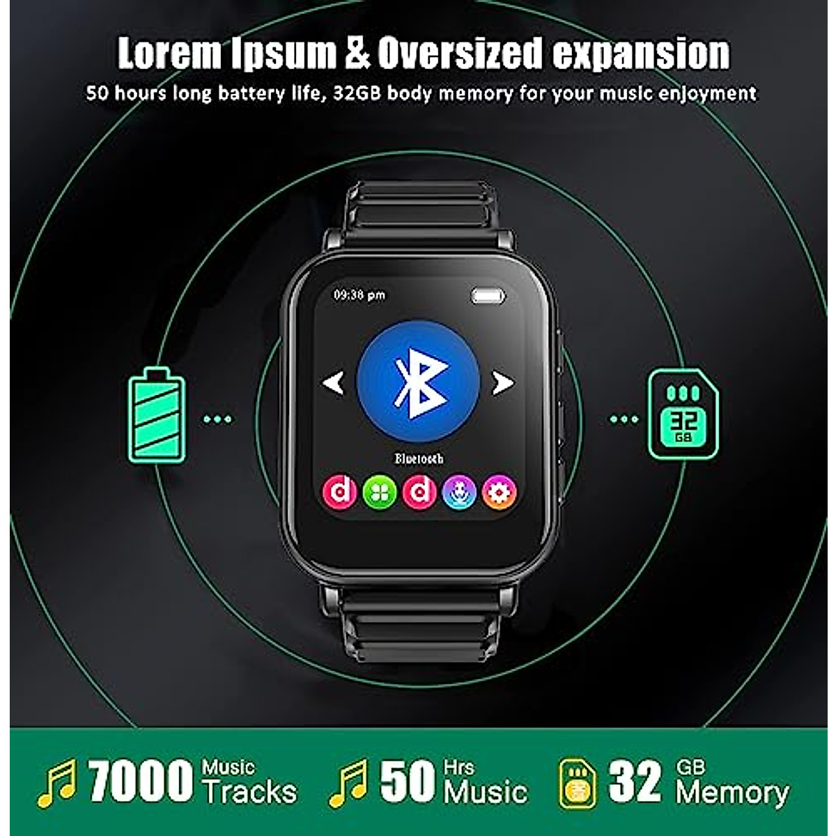 MP3 Player with Bluetooth 5.0, Portable 32GB Sport MP3 Player Touch Screen Walkman with FM Radio Stopwatch Pedometer Voice Recorder for Kids Running Ultralight Wearable Small Music mp3 Player