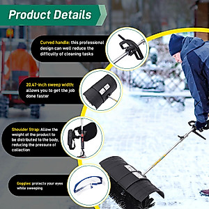 NATICRISI Outdoor Hand Held Gas Power Broom, 52cc 2-Stroke Gas Power Sweeping Broom,2.3HP Single Cylinder Walk Behind Sweeper,Lawns Artificial Grass Power Brush Lawn Sweeper Cleaner Tools