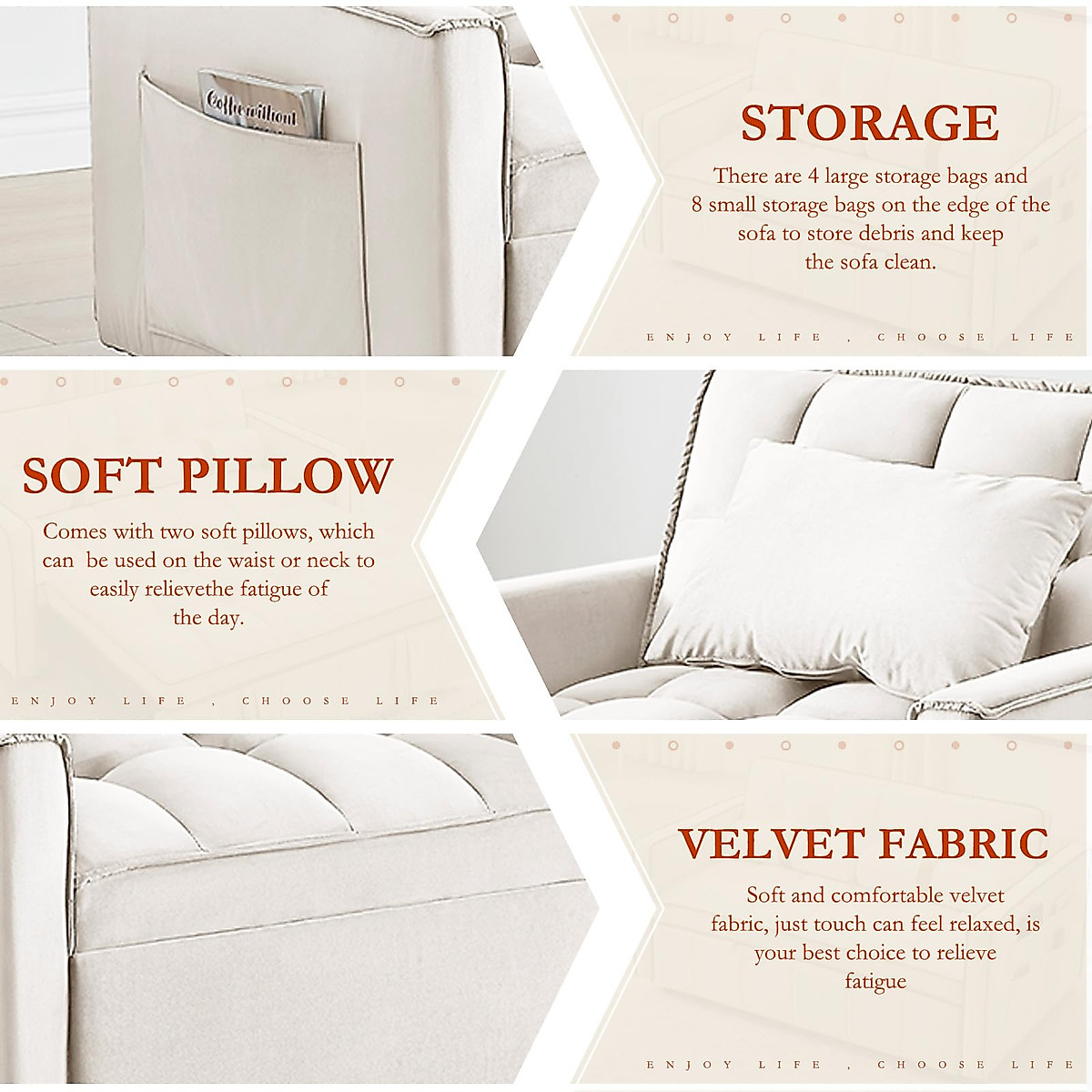 ROCKINGRUN 3 in 1 Sleeper Sofa Bed Chair with Adjustable Backrest, Side Storage Pocket and Throw Pillow, Velvet Convertible Single Pull Out Sleeper Sofa Couch Bed for Living Room Bedroom (Beige)