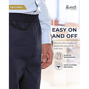 Pembrook Mens Elastic Waist Pants for Seniors | Navy Mens Elastic Waist Dress Pants | Loose Fit Adaptive Pull on Jeans for Men