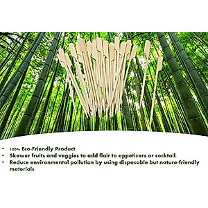 6” inch 100pcs Bamboo Wood Paddle Picks Skewers Toothpicks for Cocktail，Appetizers，Fruit，Sandwich， Snacks, Package of 100 Wooden Paddle Pick Skewer,Party Forks