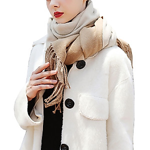 GERUNSI Cashmere Scarf Women Oversized Pashmina Large Warm Shawls Wraps 2 Tone Solid Color for Autumn Winter 78"x27"