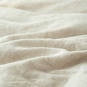 Simple&Opulence 100% Linen Duvet Cover Set 3pcs Basic Style Natural French Washed Flax Solid Color Soft Breathable Farmhouse Bedding with Button Closure - White, Queen