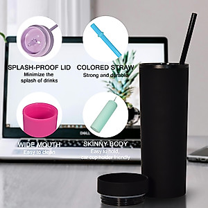 sweet grain Multicolor Skinny Tumblers with Lids and Straws(6 Pack) - 16oz Matte Pastel Colored Skinny Acrylic Tumblers, Double Wall Plastic Tall Skinny Tumblers Bulk for Cold Hot Drinks