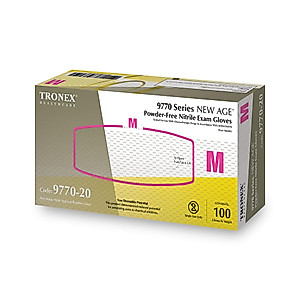 TRONEX 9770 Chemo-Rated Allergy Free Nitrile Exam Glove, Accelerator-free, Hypoallergenic Nitrile Gloves (X-Small, 100, Count)
