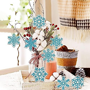 clothmile 12 Pieces Snowflake Diamond Painting Keychains Kit DIY Diamond Art Keychains Winter 5D Full Drill Diamond Painting Hanging Ornament Silver Rhinestone Pendants for Holiday Party Supplies