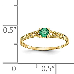14k Yellow Gold 3mm Green Emerald Birthstone Baby Band Ring Size 3.00 May Fine Jewelry For Women Gifts For Her