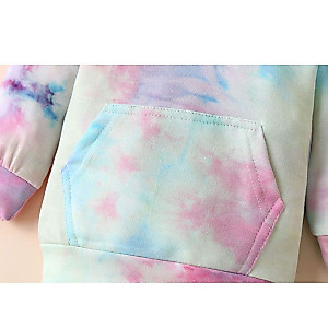 Newborn Infant Baby Girls Sweatshirts Tie Dye Sweatsuit Hoodies Tops Pants 2Pc Tracksuit Fall Winter Clothes Set (Green, 12-18 Months)