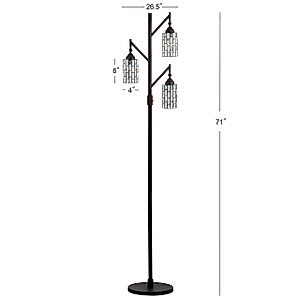 JONATHAN Y JYL8012A Tiffany-Style 71" Multi-Light Metal Rotary LED Floor Lamp, Traditional, 3 Lights for Home, Kitchen, Bed Room, Dining Room, Guest Room, Dorm Room, Bronze