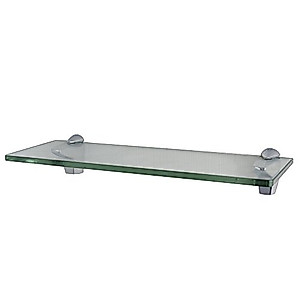 XVL 14-Inch Bathroom Glass Shelf, Chrome GS3004B