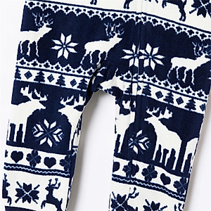 PATPAT Matching Christmas Pajamas for Family Vacation Cute Print One-Piece Navy Pajamas Hooded Sleepwear Reindeer snowflake Nightwear With hat Women L