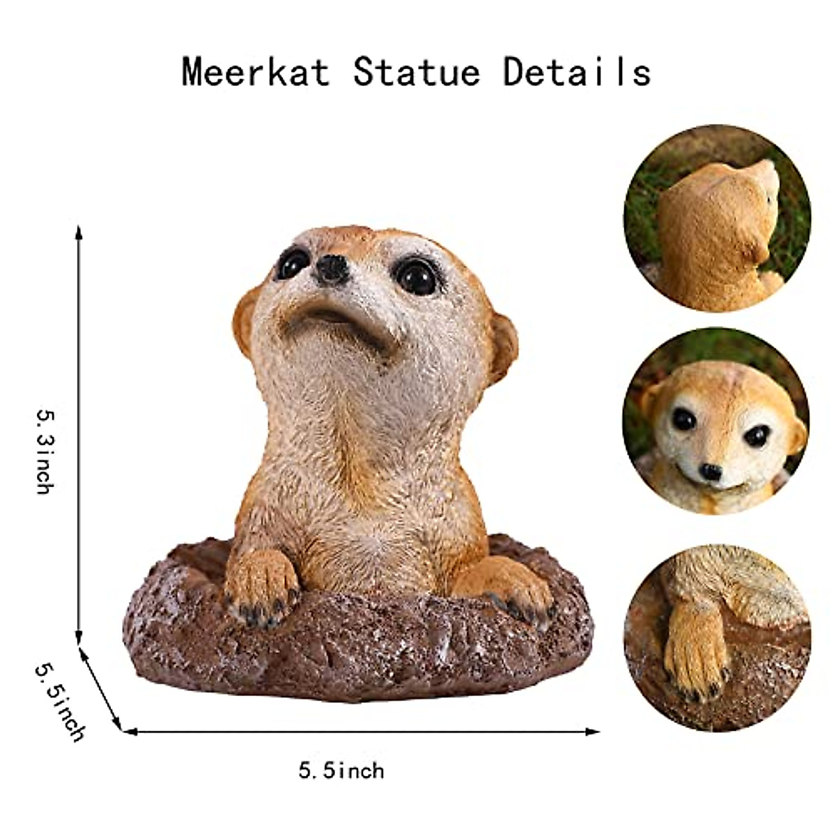 BLLTLLW Meerkat Statue Garden Decor Lawn Animal Art Sculpture Ourdoor Decoration Funny Yard Ornaments Resin Figurine for Garden or Home 5.3inch