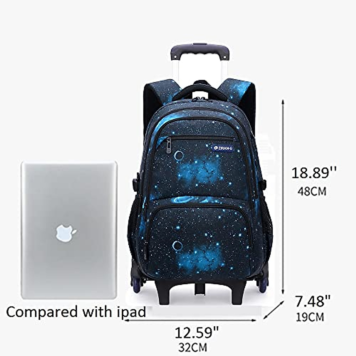 3Pcs Boys Galaxy Rolling Backpack Wheeled School Bag Kids 6 Wheels Trolley Bookbag Carry on Luggage with Lunch Bag