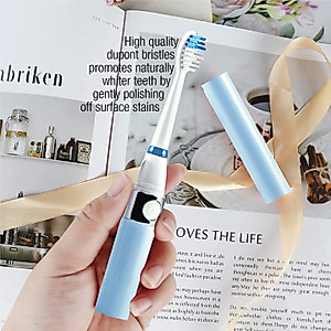 Pursonic Portable Sonic Toothbrush Battery Operated, Battery Included, 3 Brush Heads Included, 22,000 Strokes Per Minute, Brush On The Go (Blue)