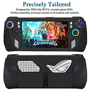 Aiaabq Silicone Case for ASUS Rog Ally 2023 Gaming Handheld Protective Cover with Foldable Stand Non-Slip & Shockproof for Rog Ally 7" Game Handheld Accessorie (Black)