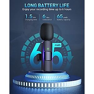 PQRQP Wireless Microphone for iPhone iPad, Mini Microphone, Wireless Lavalier Microphone, Wireless Microphones, Plug-Play Microphone for iPhone Video Recording, Live Stream, YouTube, TikTok