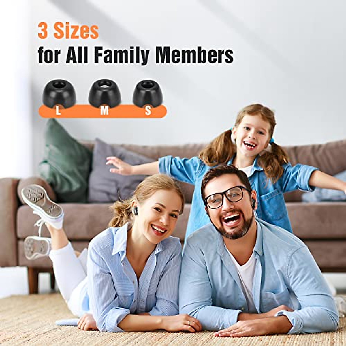 Tang Town Memory Foam Tips for Bose QuietComfort Earbuds II, No Silicone Eartips Pain, Anti-Slip Replacement Ear Tips, Fit in the Charging Case, Reducing Noise Tips, 3 Pairs (Mixed Sizes S/M/L, Black)