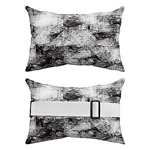 Recliner Head Pillow Ledge Loungers Chair Pillows with Insert Abstract Retro Black Grey Lumbar Pillow with Adjustable Strap Outdoor Waterproof Patio Pillows for Couch Beach Pool Office Chair, 2 PCS