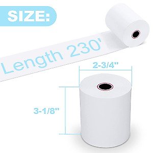 RyhamPaper 10 Rolls Thermal Receipt Paper, Thermal Paper 3-1/8" x 230' Pos Receipt Paper, Cash Register Rolls