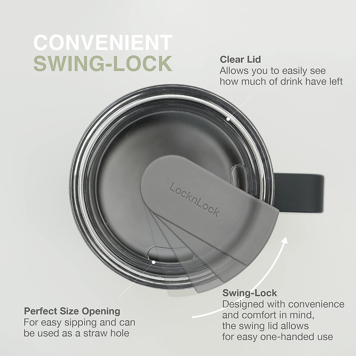 LocknLock Stainless Steel Double Wall Insulated with Handle, Lid, 16 oz, Mint Metro Mug