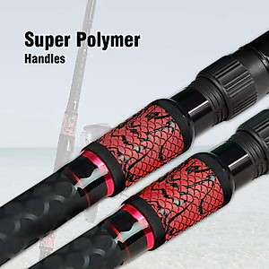 Fiblink Surf Spinning Fishing Rod Graphite Travel Fishing Rod (Red, 9 Feet - 4Pcs)