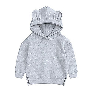 QLIPIN Unisex Baby Sweatshirt Hooded Sweatshirt Long Sleeve Sweat Top Grey