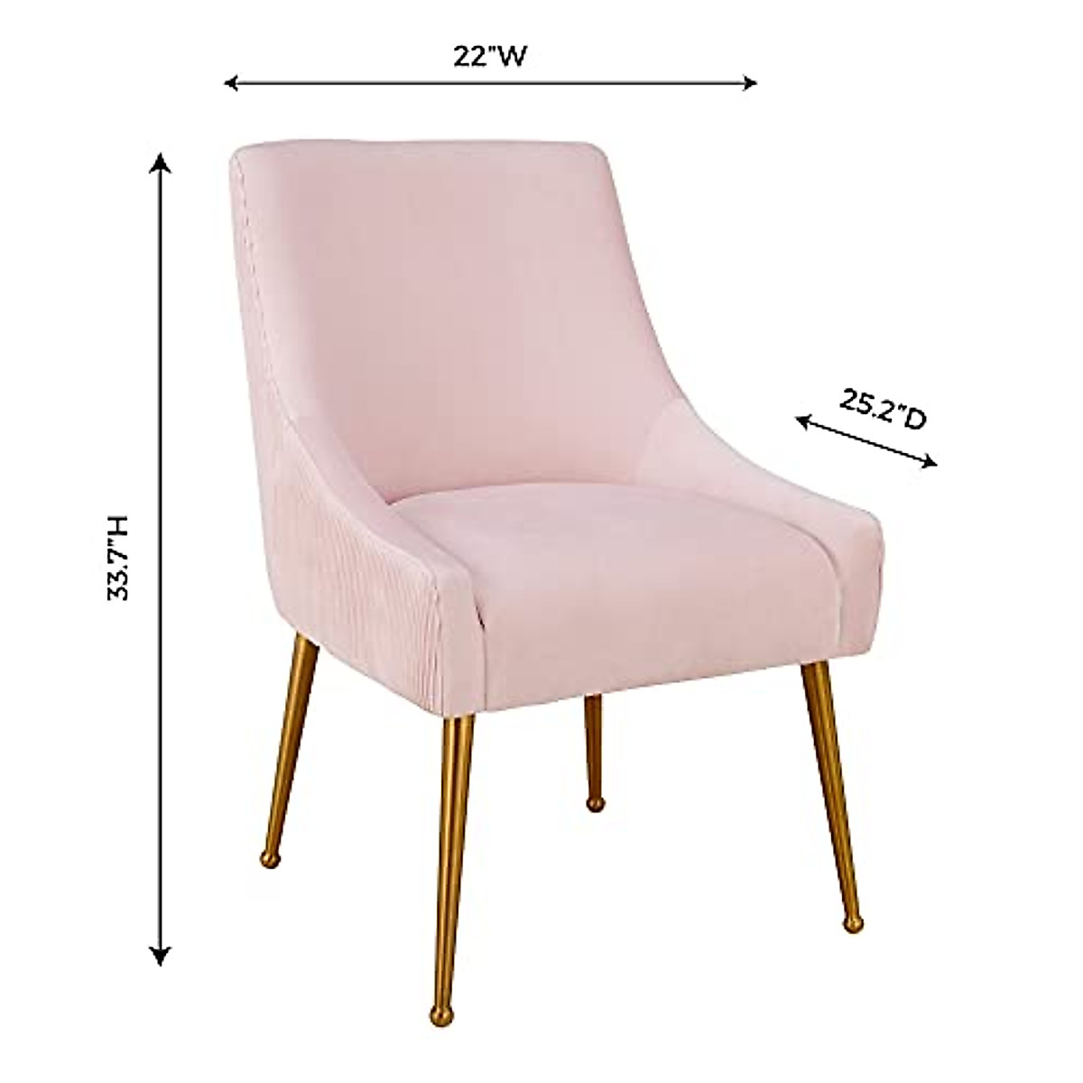 Tov Furniture Beatrix Pleated Velvet Dining Side Chair (Blush)