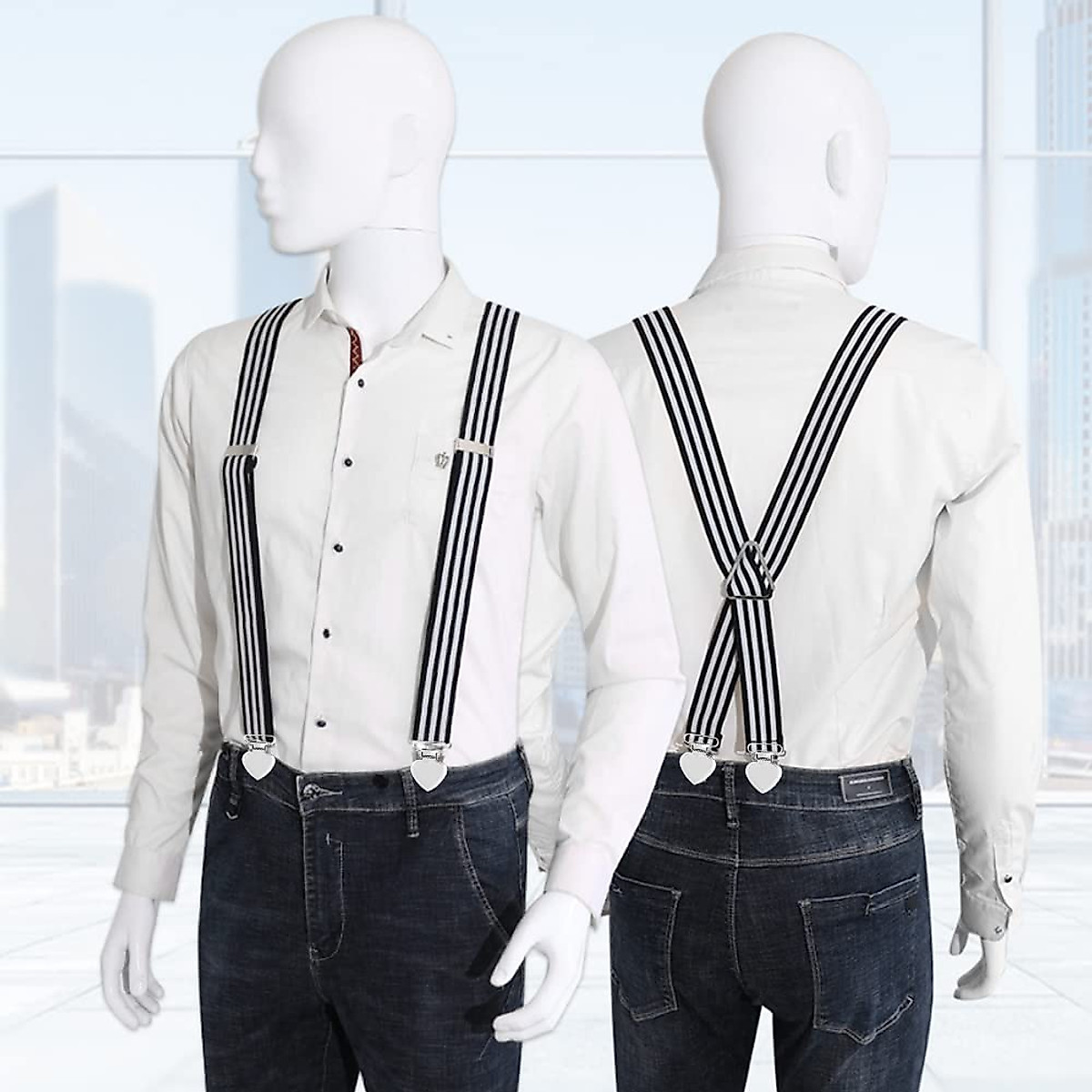 Pssopp Suspender Clips, 10Pcs Heart Suspender Clips Baby Teething Toys Silver Blankets Clips Heart Shaped Suspender Braces Clips Holder