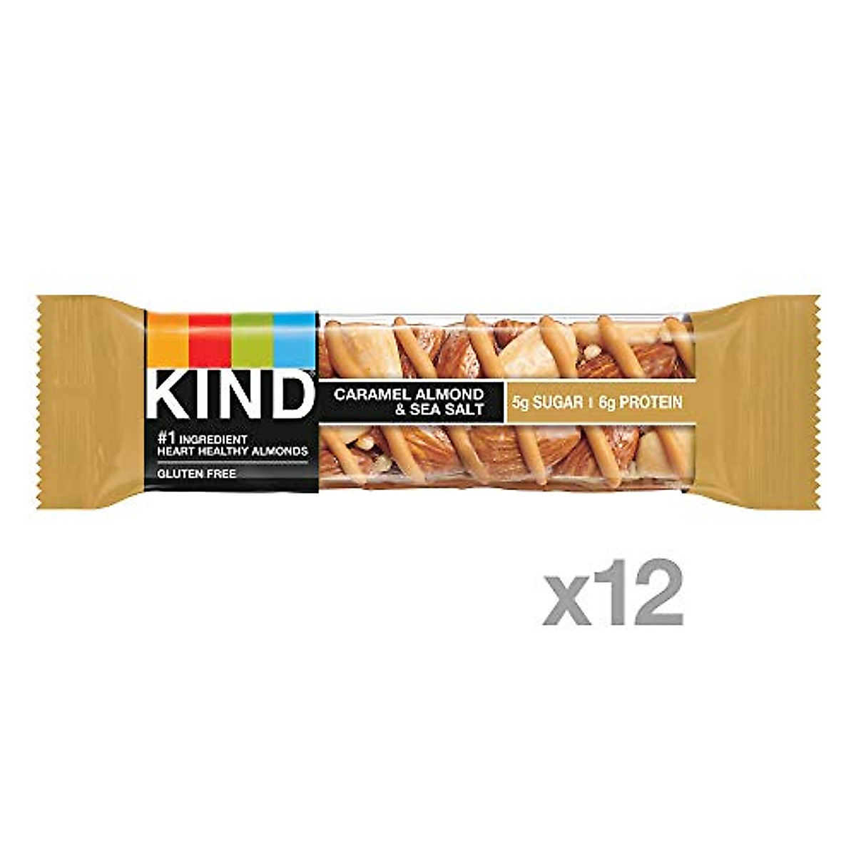 KIND Bars, Caramel Almond & Sea Salt, Healthy Snacks, Gluten Free, Low Sugar, 6g Protein, 12 Count