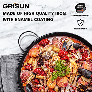 GRISUN Paella Pan 16 inches | Enameled Paella Pan for 8 Servings | Nonstick Pan for Authentic Spanish Dishes | Enameled Skillet Ideal for Restaurants and Home Cooking
